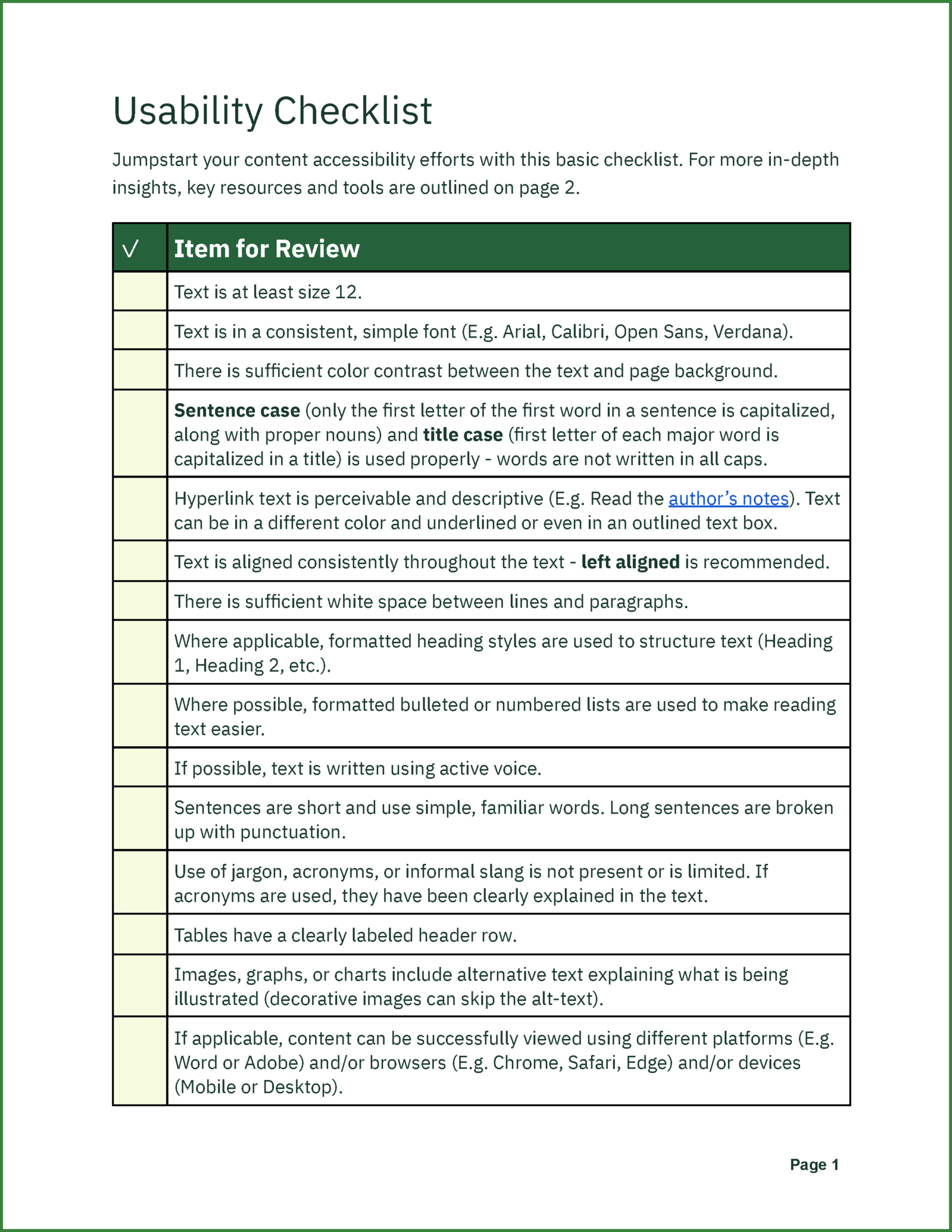 Usability and Accessibility Checklist - Elections Group
