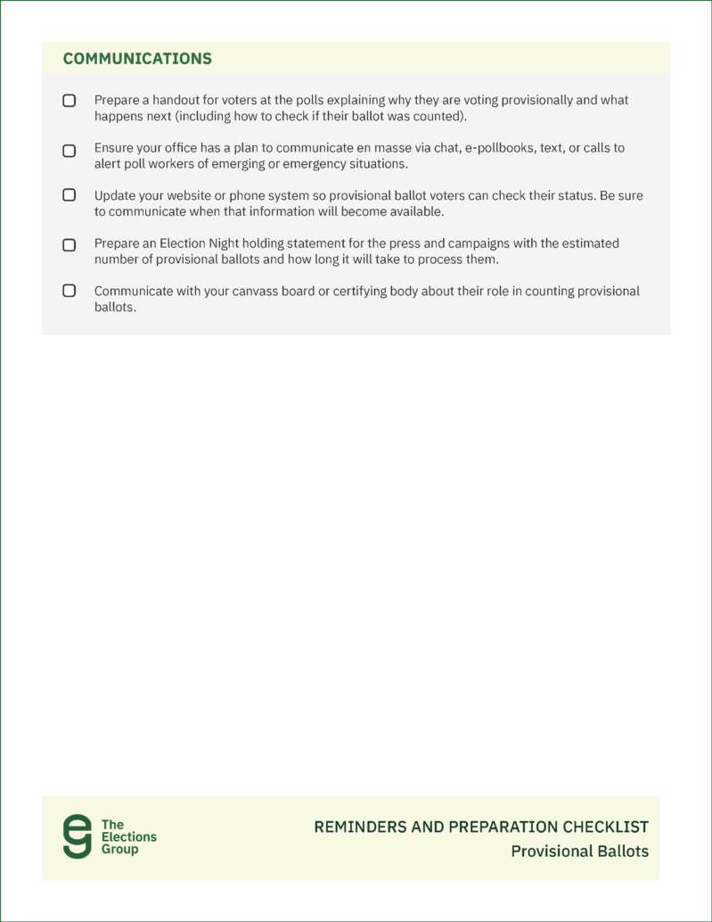 Provisional Ballots Checklist - Elections Group
